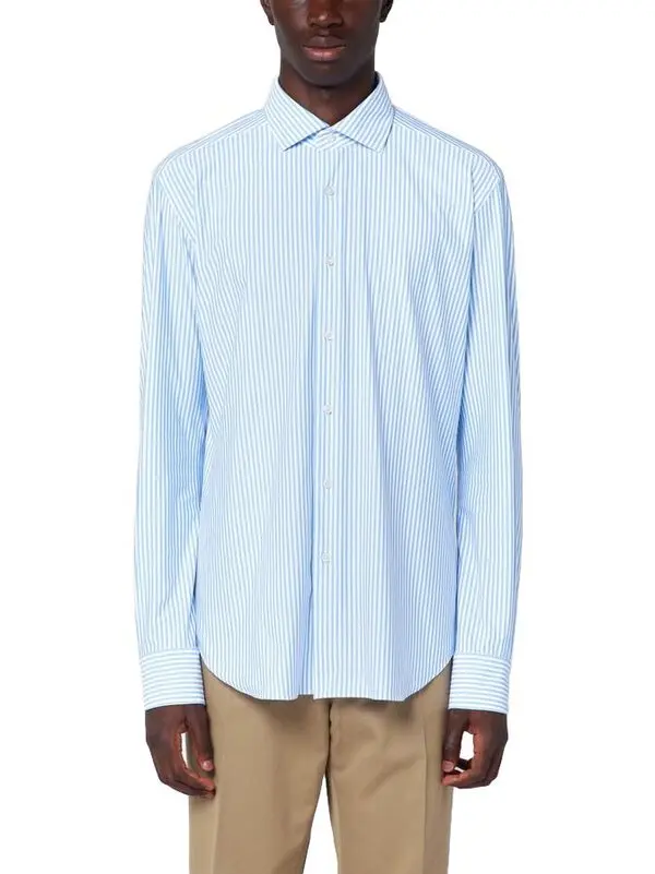 XACUS Striped Light Poplin Active Shirt - Blue