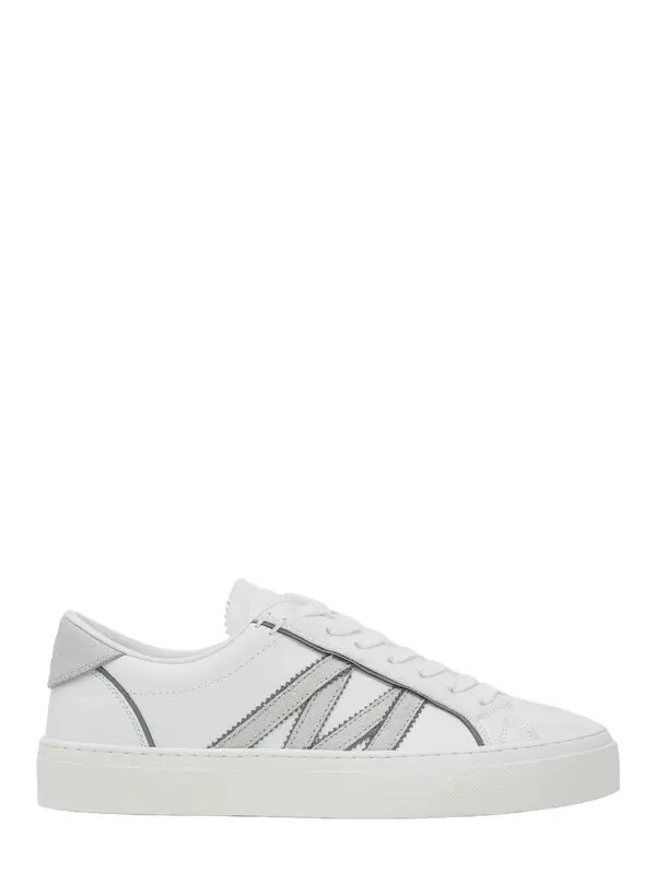 Moncler Leather Monaco Sneakers - White