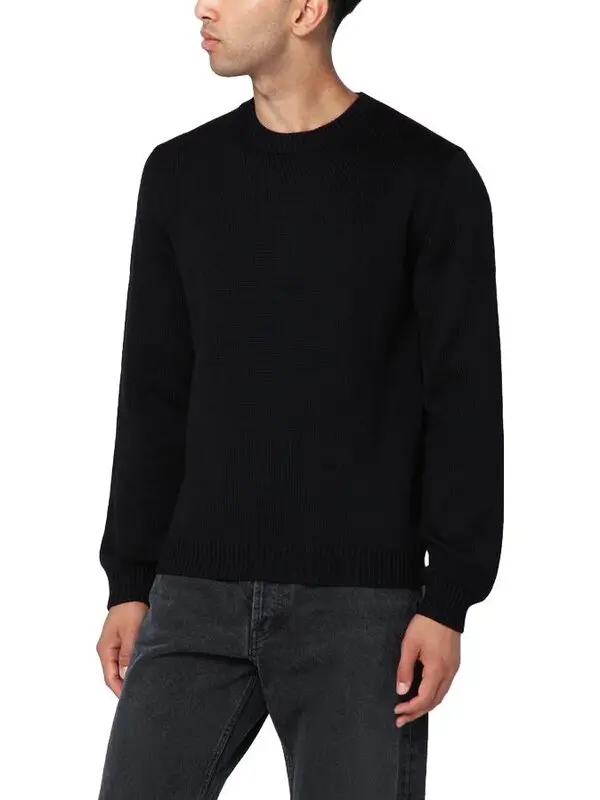 ROBERTO COLLINA Crew Neck Wool Sweater - Black