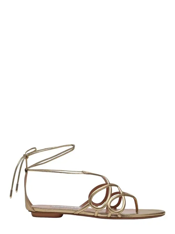 AQUAZZURA Low Leather Sandal - Metal