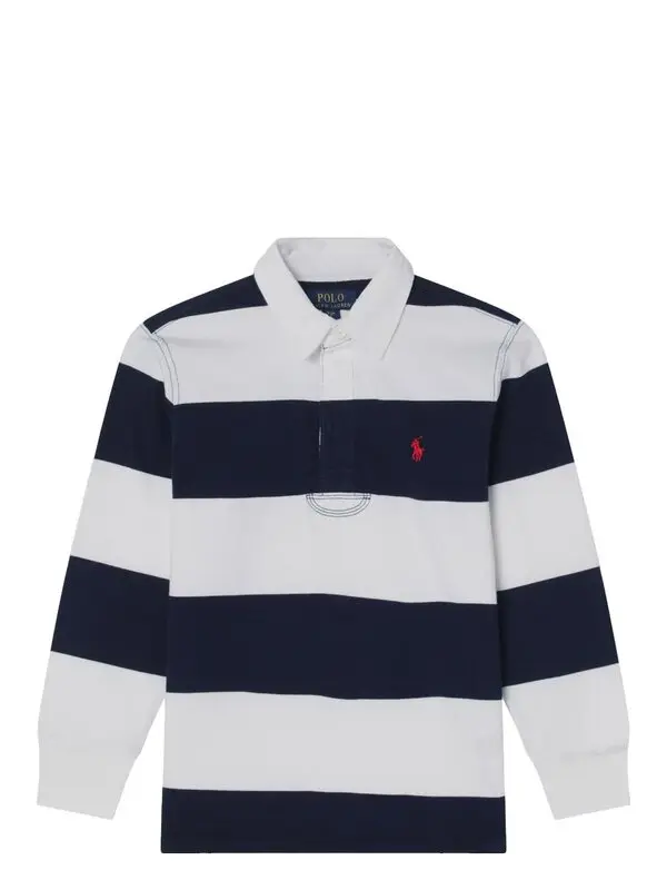 Polo Ralph Lauren Navy Blue Striped Polo - White