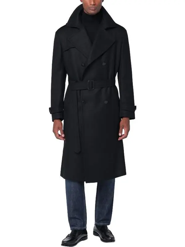 Tagliatore Borns Belted Overcoat - Black