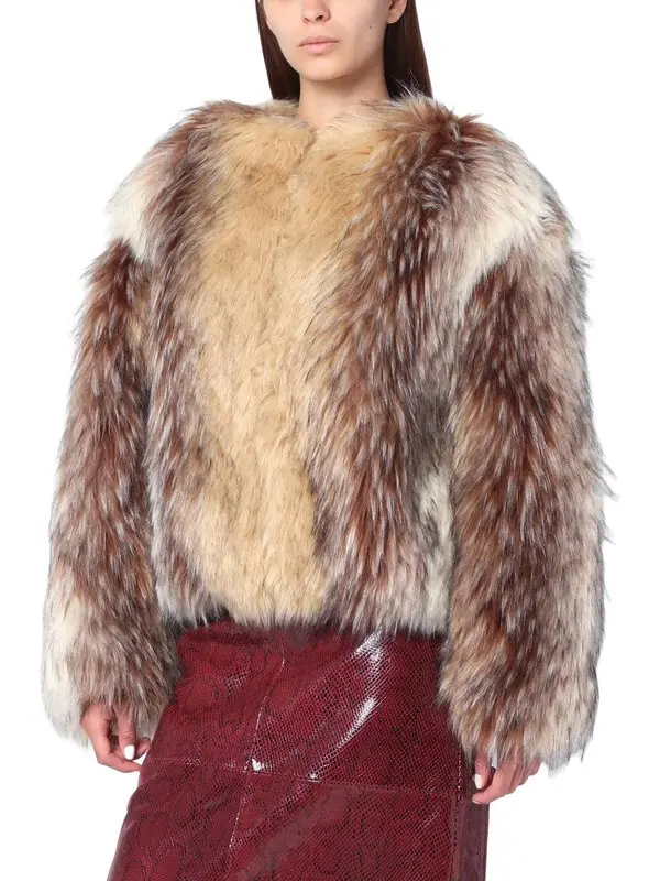 HALFBOY Short Faux Fur Coat - Beige