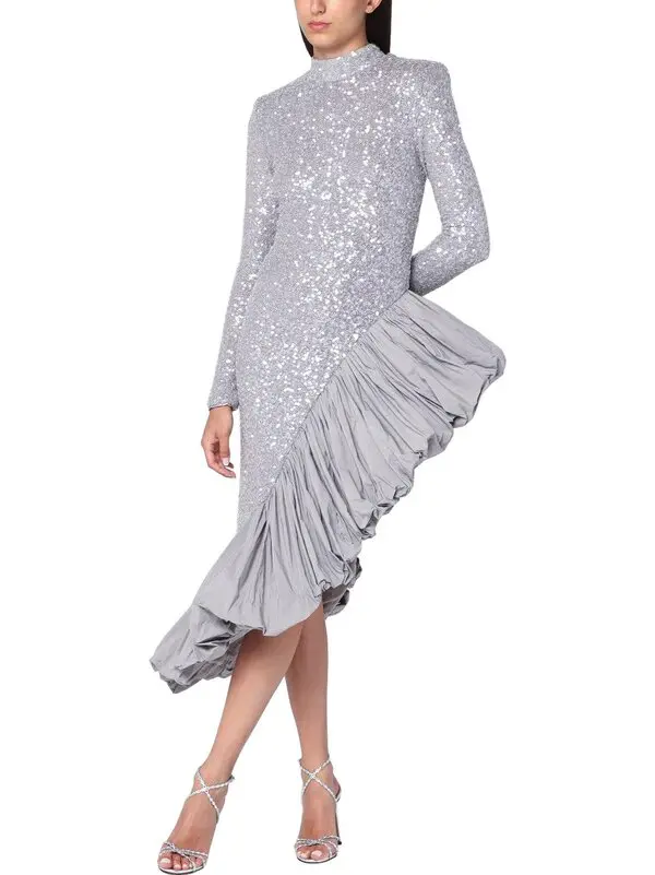 ROTATE BY BIRGER CHRISTENSEN Sequin Asymmetrical Dress - Grey