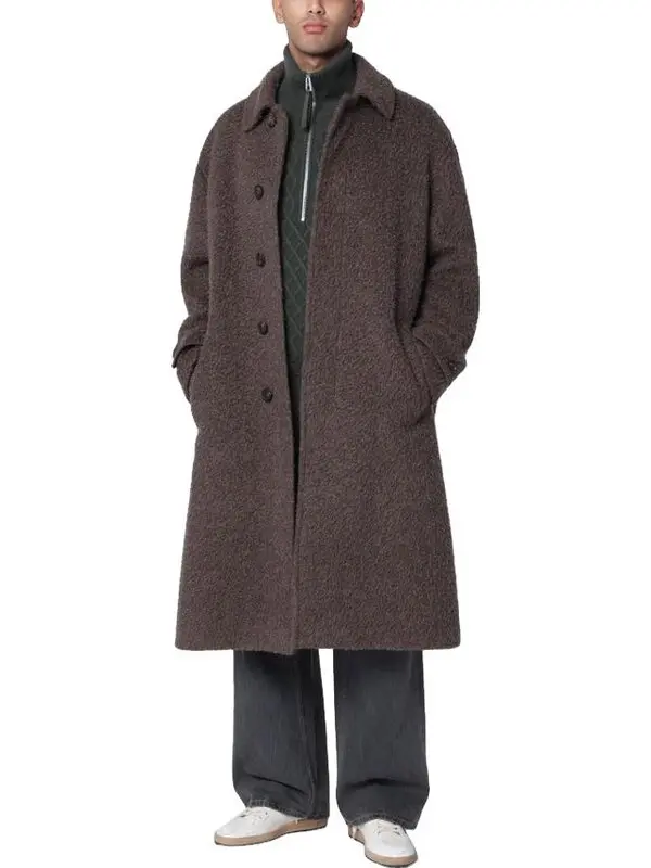 Golden Goose Journey Coat In Wrinkle-effect Wool Blend - Brown