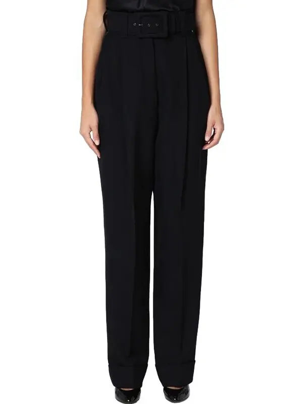 Max Mara Grain De Poudre Wool Wide Trousers - Black