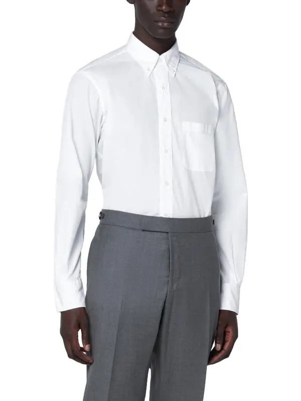Thom Browne Button-down Cotton Shirt - White