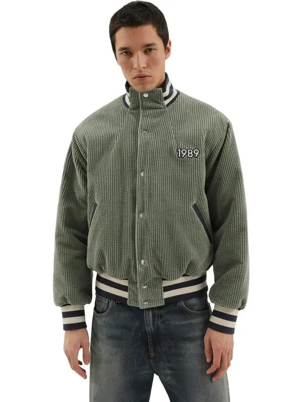 1989 STUDIO Light Corduroy Varsity Jacket - Green