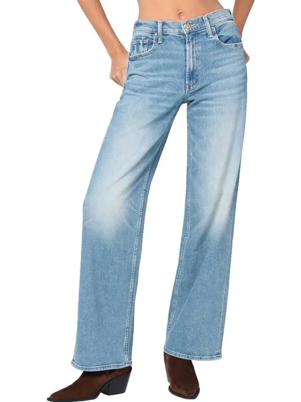 MOTHER The Spinner Zip Sneak Jeans - Light Blue