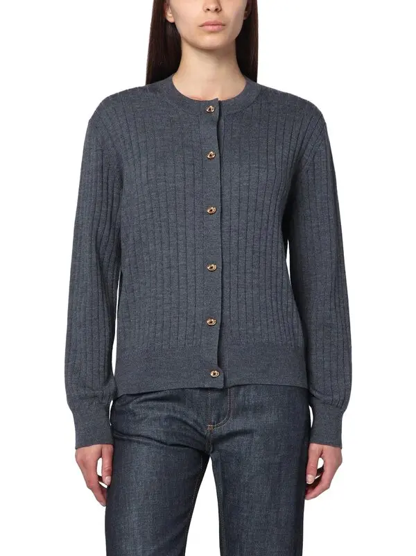 Bottega Veneta Ribbed Wool Cardigan - Grey