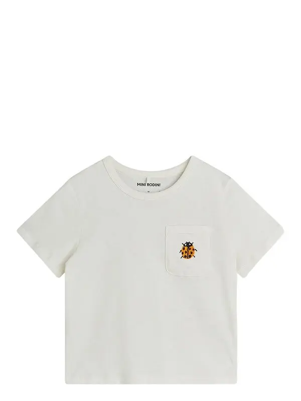 MINI RODINI T-shirt With Ladybug Embroidery - White