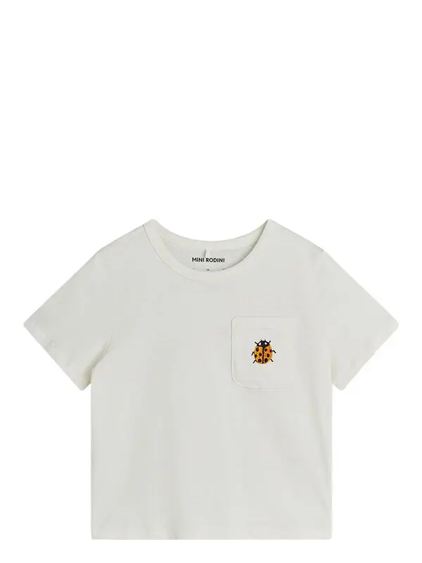 MINI RODINI T-shirt With Ladybug Embroidery - White