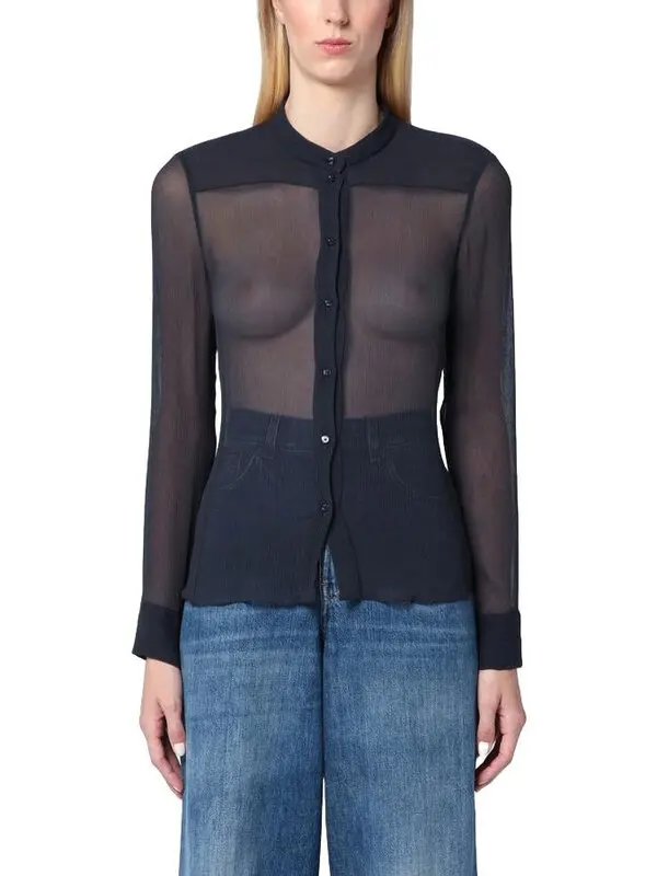 Chloé Transparent Silk Blouse - Blue