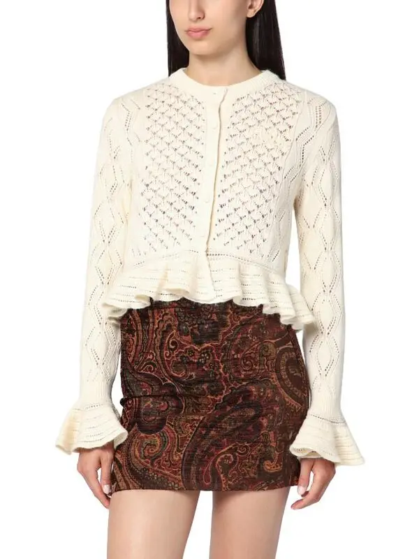 Chloé Crochet Cardigan In Cotton Blend - White