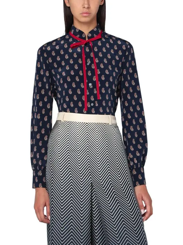 Valentino Garavani Silk Shirt With Paisley Print - Blue