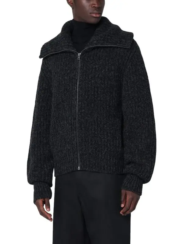 LEMAIRE Alpaca Blend Zip Cardigan - Black