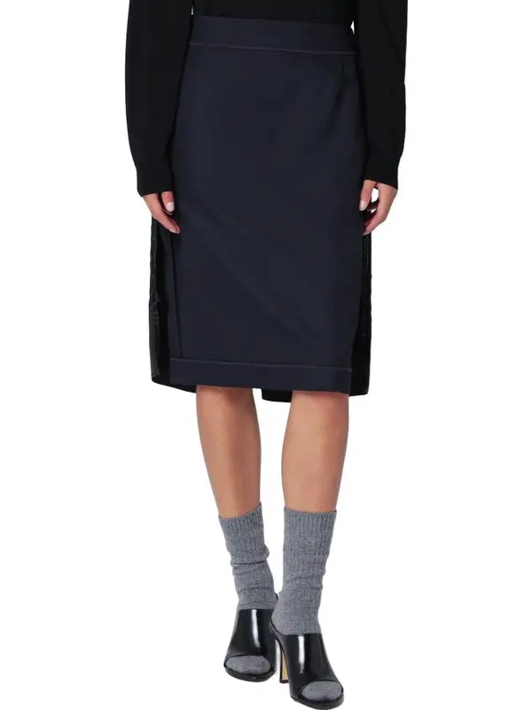 MAISON MARGIELA Pencil Skirt With Satin Panels - Blue