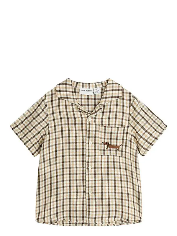 MINI RODINI Shirt With A Checkered Pattern - Beige