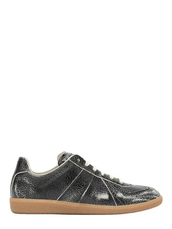 MAISON MARGIELA Cracked Leather Replica Sneakers - Black