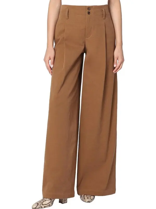 Chloé Cotton Palazzo Trousers - Brown