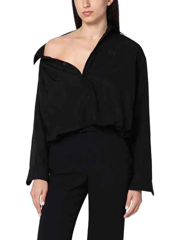 Balenciaga One-shoulder Poplin Shirt - Black