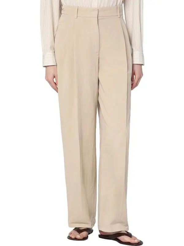 THE ROW Cotton And Linen Trousers - Green