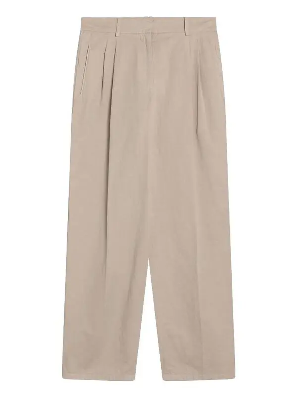 THE ROW Cotton And Linen Trousers - Green