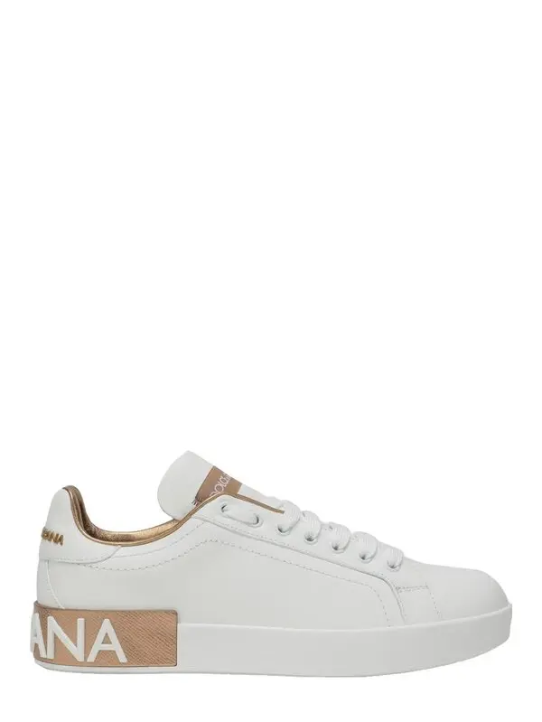 Dolce & Gabbana Portofino Leather Sneakers - Metal