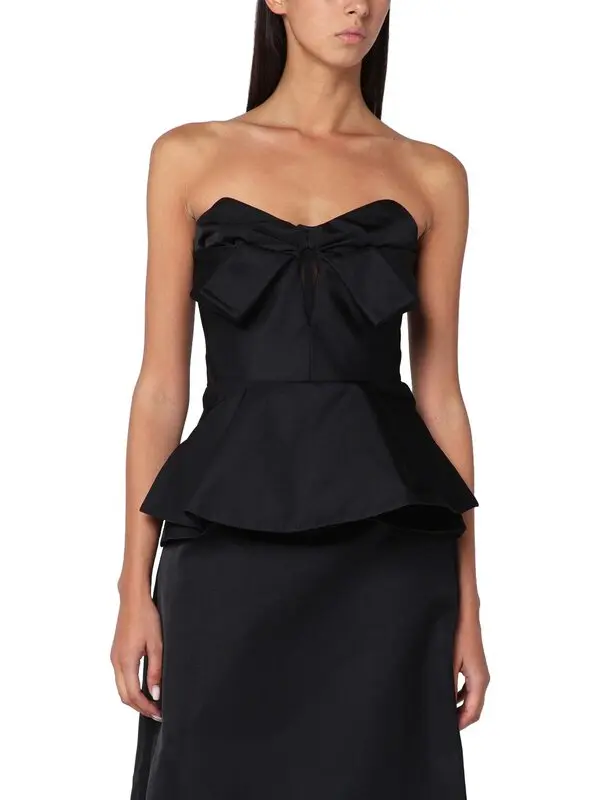 Alexander McQueen Corset Top In Silk Blend - Black