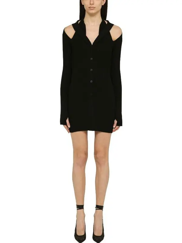 ANDREĀDAMO Ribbed Mini Dress With Cut Out - Black