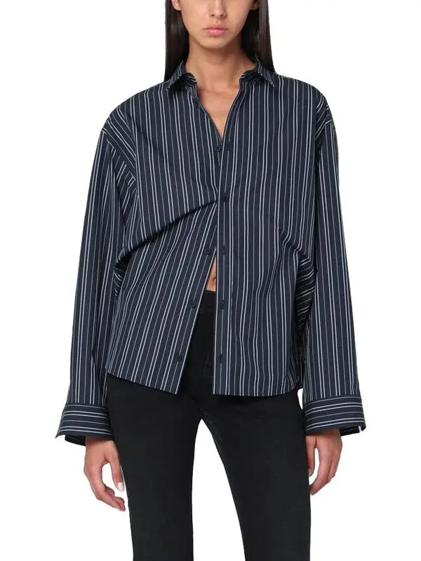 Balenciaga Striped Cotton Shirt - Blue