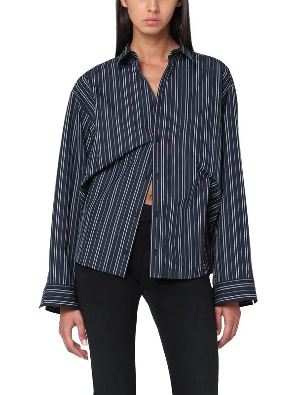 Balenciaga Striped Cotton Shirt - Blue