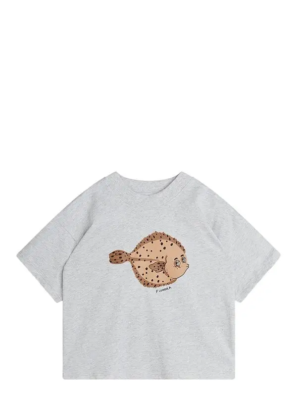 MINI RODINI Light T-shirt With Flundra Print - Grey