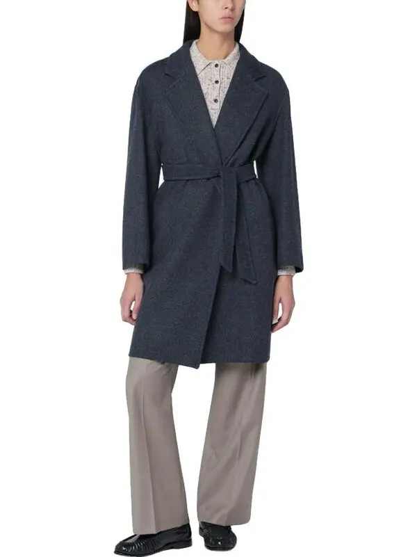 Max Mara Virgin Wool Bathrobe Coat - Blue