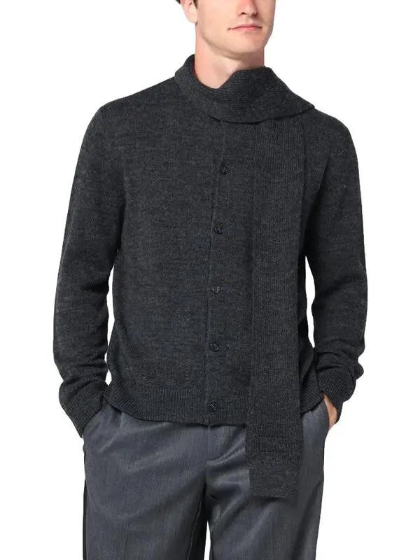 MAISON MARGIELA Wool-blend Cardigan With Scarf - Grey