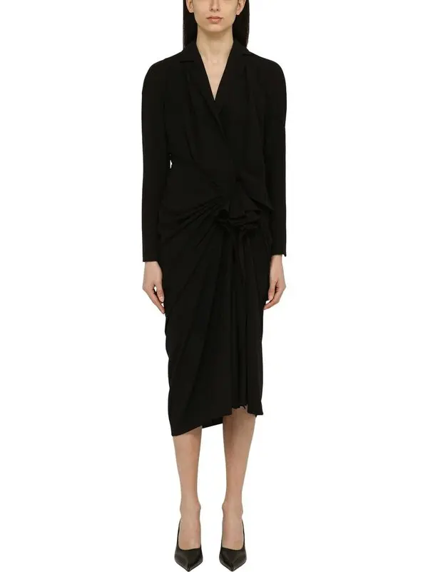 Dries Van Noten Wool-blend Drape Midi Dress - Multicolor