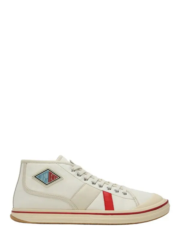 Bottega Veneta High-top Canvas Sneakers With Leather Details - White
