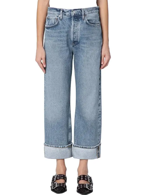 AGOLDE Fran Jeans In Organic Denim With Turn-ups - Light Blue