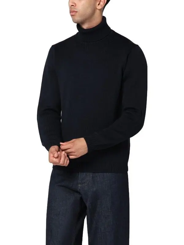 ROBERTO COLLINA Wool Turtleneck Sweater - Blue