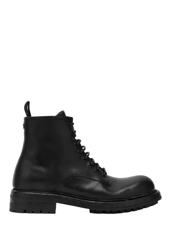 Dolce & Gabbana Lace-up Leather Ankle Boots - Black