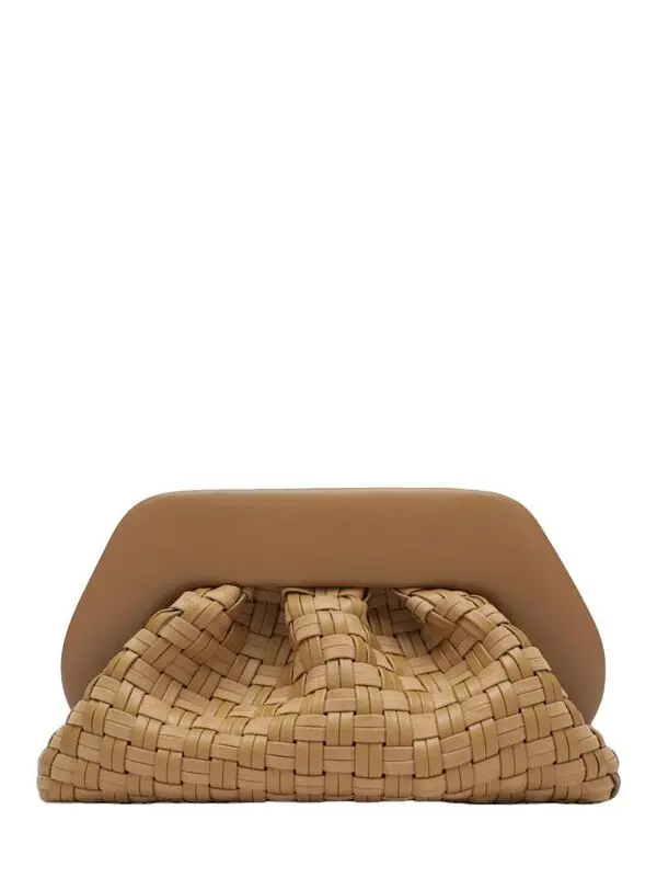 THEMOIRE Woven Clutch - Brown