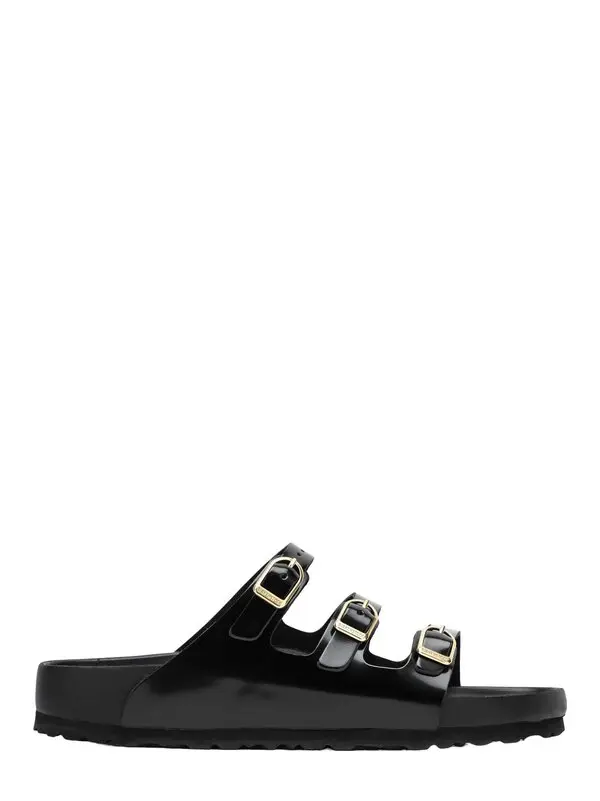 BIRKENSTOCK Florida D-buckle Exquisite Lucida Nera Slides - Black