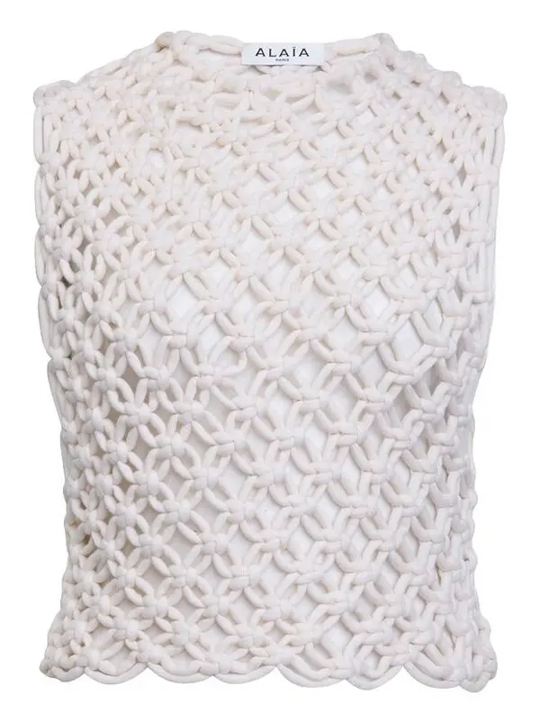 Alaïa Knotted Sleeveless Tank Top - White