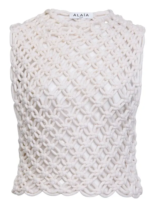 Alaïa Knotted Sleeveless Tank Top - White