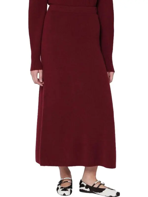 Max Mara Stretch Cashmere Knit Skirt - Burgundy