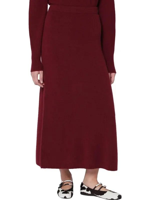 Max Mara Long Skirt In Stretch Cashmere Knit - Burgundy