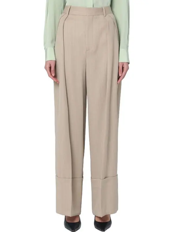 Victoria Beckham Wide-leg Wool Trousers - Beige