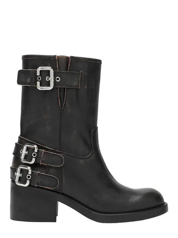 Chloé Dakota Biker-style Boots With Vintage Effect - Black