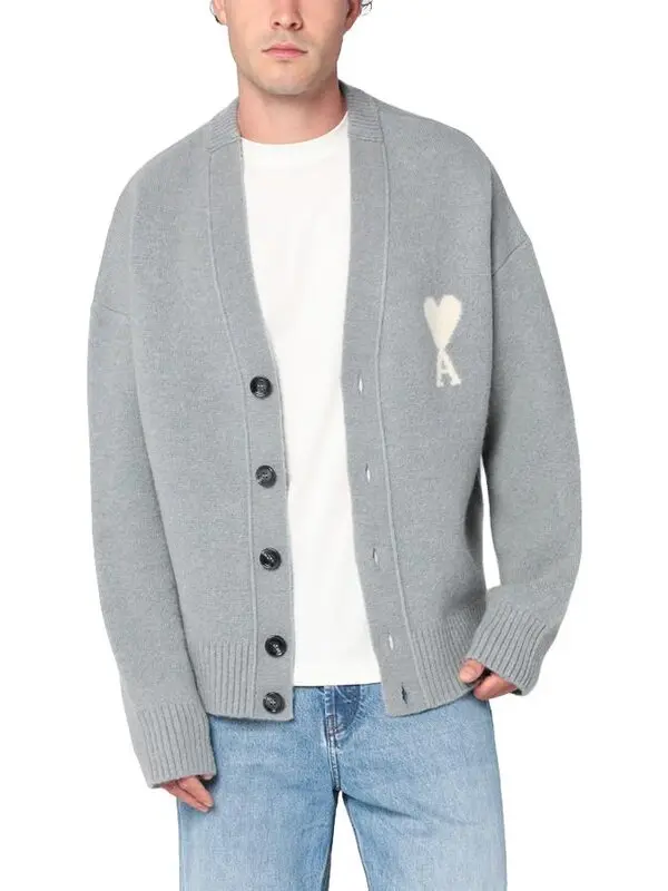 Ami De Coeur Wool Cardigan - Grey
