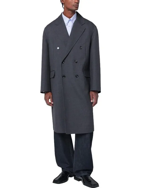 Bottega Veneta Double-breasted Wool And Silk Coat - Grey